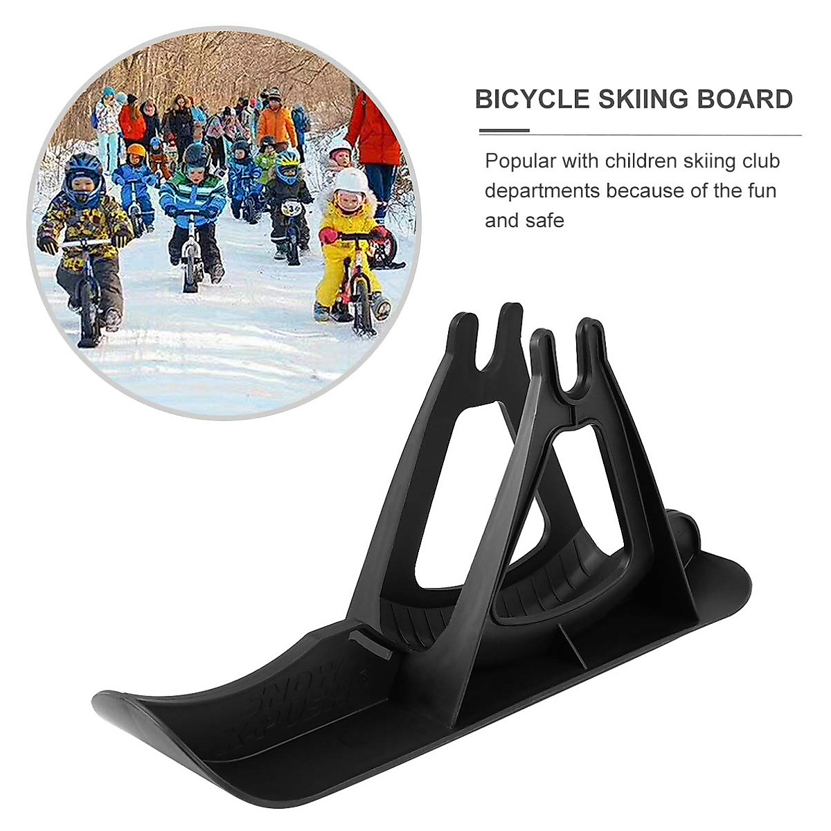 IMIKEYA Snow Sleds Snow Scooter Ski Sled Set for Balance Bikes Snow Slider Ski Set, Black