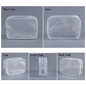 BEFORYOU 6 Pack Clear Toiletry Carry Pouch with Zipper Portable Plastic Waterproof Cosmetic Bag TSA Approved for Vacation Travel Bathroom and Organizing (White, Small and Large)