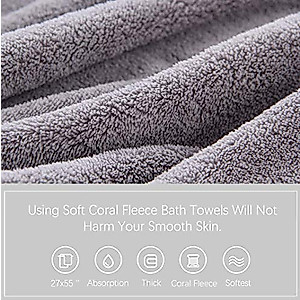 MOONQUEEN Ultra Soft Towel Set - Quick Drying - 2 Bath Towels 2 Hand Towels 2 Washcloths - Microfiber Coral Velvet Highly Absorbent Towel for Bath Fitness, Bathroom, Sports, Yoga, Travel-Grey 6 Pcs