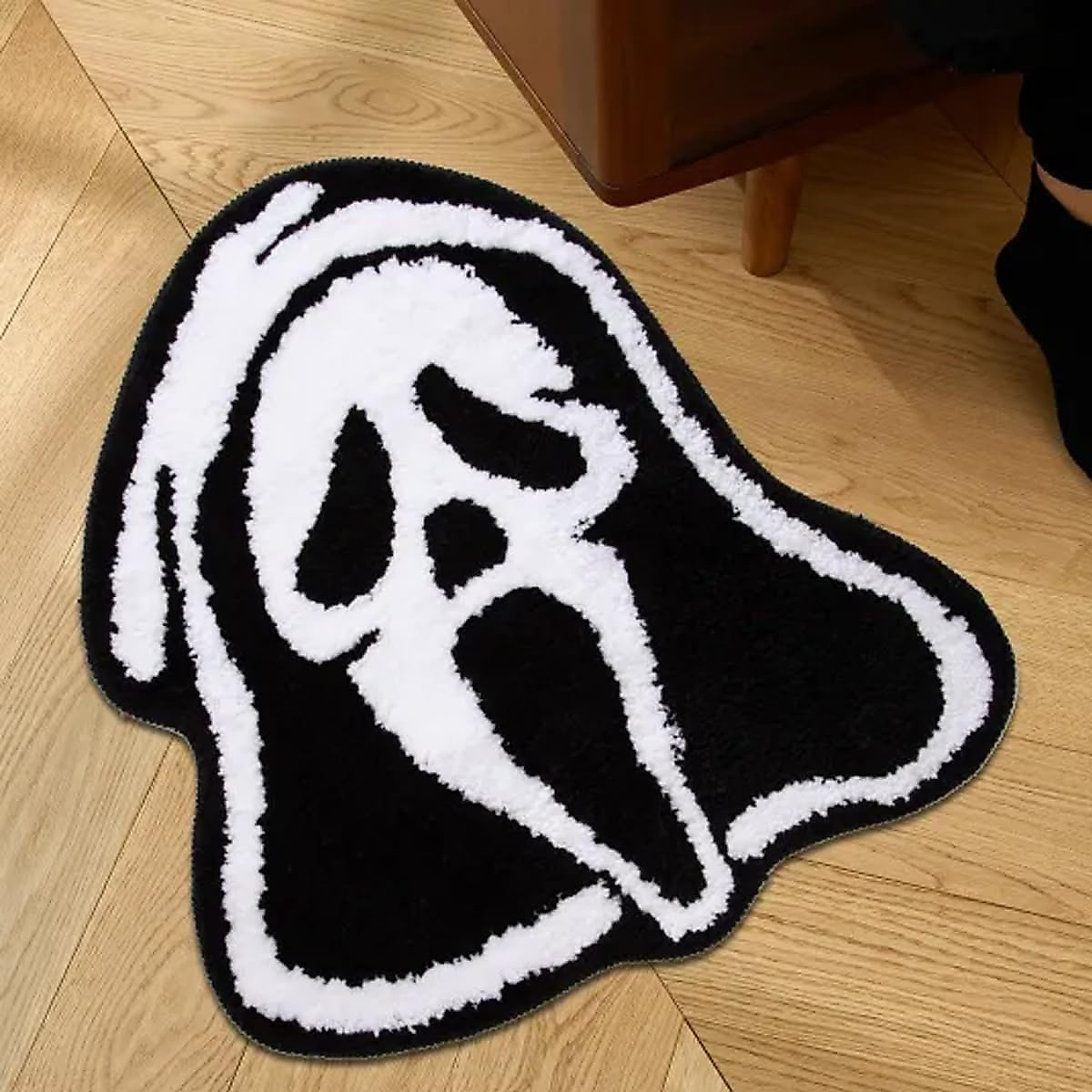 ACRYDECOR Creative Halloween Skull Face Shaped Rug Soft Bedroom Bedside Rug Non-Slip Playmats Floor Mat Living Room Mats (23.2X21.7 Inch)