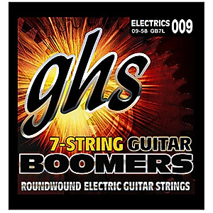 GHS Strings GB7L 7-String Guitar Boomers, Nickel-Plated Electric Guitar Strings, Extra Light (.009-.058)