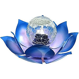 JFRISING Solar Light Outdoor Metal Glass Flower Decorative Waterproof Garden Light LED Lotus Flower Table Lamp