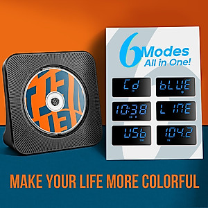 Kogoda Desktop CD Player Portable with Bluetooth,Dual Stereo Speakers, CD Music Player for Home with Remote Control,Dust Cover,FM Radio,LED Screen,3.5mm Jack AUX Input Output,Black,Gift