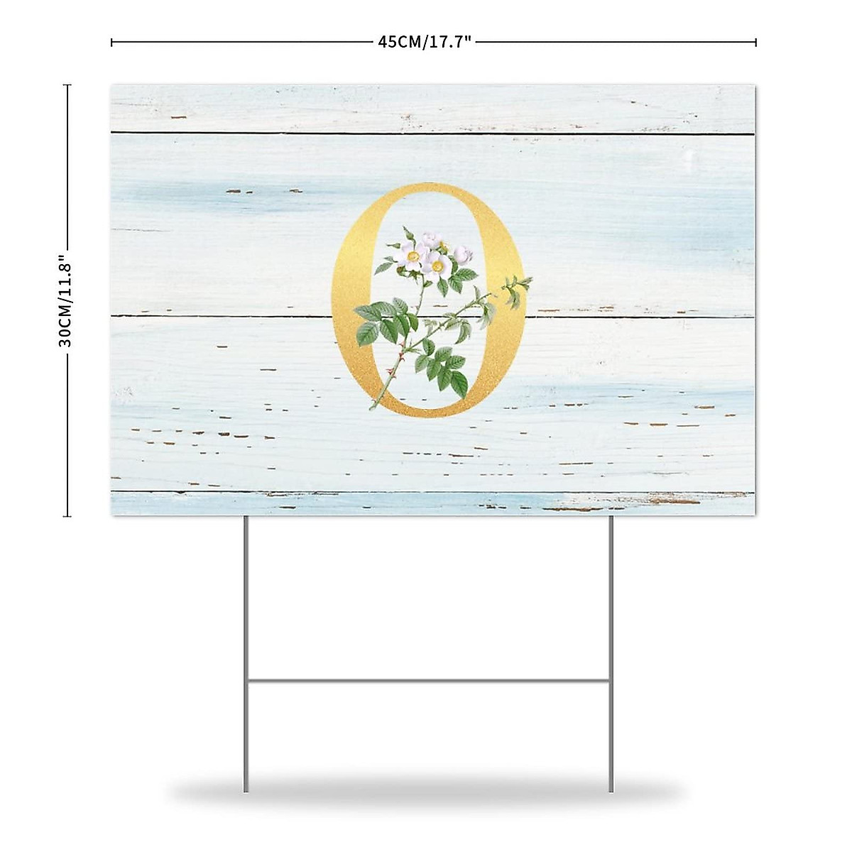 Floral Monogram Letter Golden Letter O Lawn Signage Initial Letter Yard Signs with Stakes Couples Gift for Garage Sales Rent Open House Construction 12"x18"