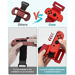 Wiilkac Upgrade Wrist Bands for Just-Dance 2024/2023/ 2022/2021/2020 Switch, Two Size Comfortable Adjustable Elastic Dance Strap for Switch Joystick Controller, 2 Pack(Red+Blue)