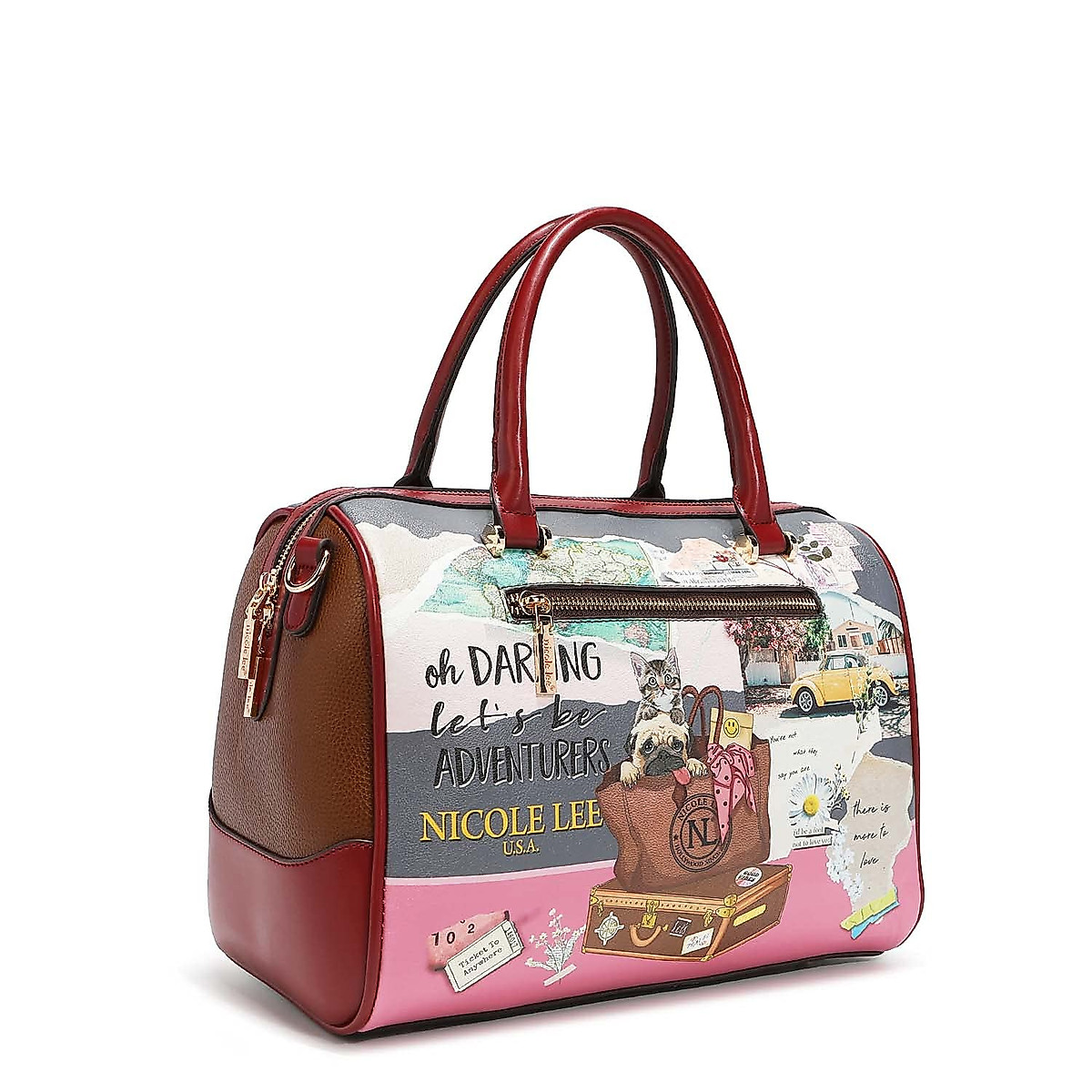 Nicole Lee Journey of Stephanie Boston Bag, Vegan Leather Medium Doctor Bag with Optional Crossbody Strap