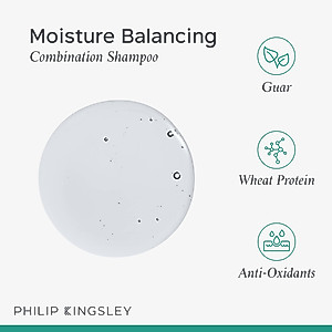 Philip Kingsley Moisture Balancing Combination Shampoo Hydrating for Dry Oily Hair, Hydration Anti-Frizz Anti-Oxidant Shampoo Gentle Cleansing Hydrates Adds Shine, 8.45 oz