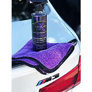 Liquid X Purple Xtreme Plush Waffle Weave Microfiber Detailing Towel Guaranteed Satisfaction - 16" x 16" (5 Pack)