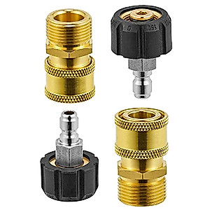 FIXFANS Pressure Washer Adapter Sets, M22 14mm to 1/4'' Quick Connect Fittings kits, Quick Connect Gun to Hose (2 x 2, 2 Pack)