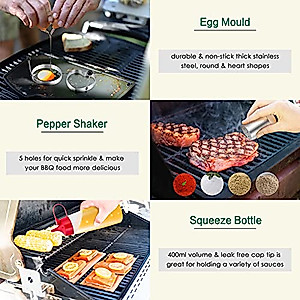 HaSteeL Griddle Accessories Kit of 16, Professional Stainless Steel Griddle Spatula Tools in Storage Bag, Heavy Duty Metal Spatulas/Chopper/Burger Press/Melting Dome for Teppanyaki Flat Top BBQ Grill