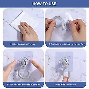 GORGECRAFT 6Pcs 360°Rotating Self Adhesive Ceiling Hooks Wall Sticky Hook Plastic Gainsboro Utility Rotatable Heavy Duty Swivel Hook Hangers for Kitchen Bathroom Home and Office Hanging Key Coat Towel