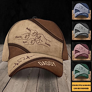 Pamaheart First Bump Daddy Grandpa Personalized Classic Cap for Dad, Dad Hat, Grandpa Hat, Custom Dad Grandpa Hat with Kids Name, Dad Cap, Gift for Daddy On Father's Day, Dad Hats for Men Grandpa