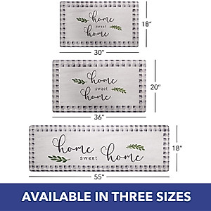 SoHome Cozy Living Anti Fatigue Kitchen Mat for Floor, Home Sweet Home Themed Cushioned Kitchen Runner Rug Mat, Non Slip, Easy Wipe Clean, 1/2 Inch Thick, 18" x 30", Grey
