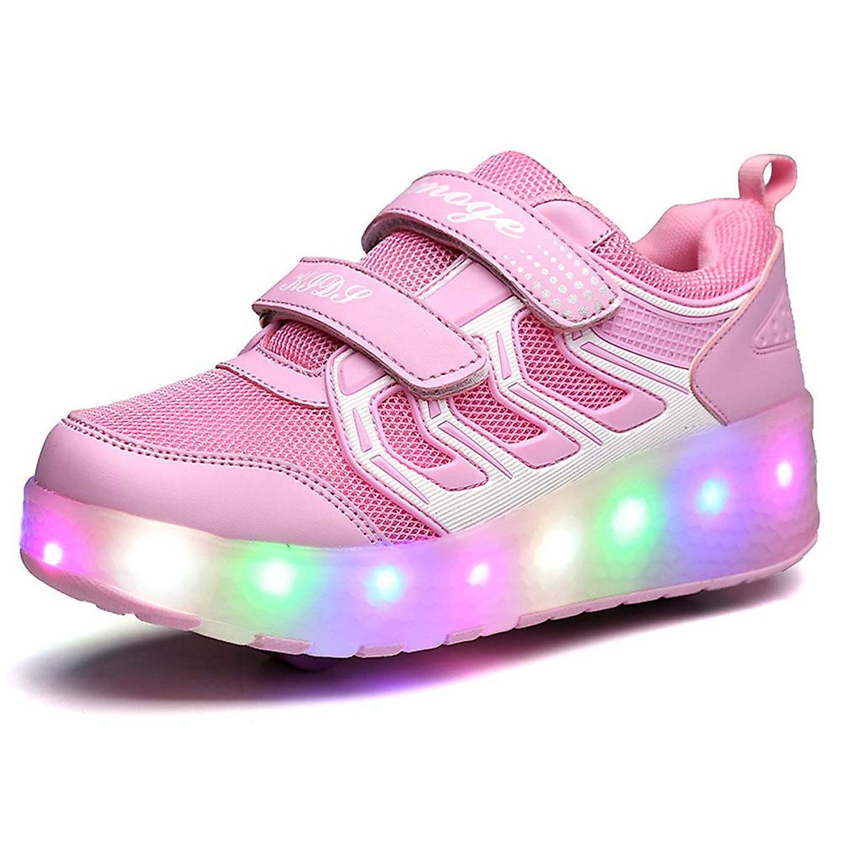 Exgingle Unisex Roller Sneakers Roller Skate Shoes for Boys Girls LED Wheel Shoes 12 M US Little Kid