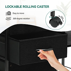 YITAHOME 3 Drawer Mobile File Cabinet, Rolling Printer Stand with Open Storage Shelf and Hook, Lateral Fabric Filing Cabinet for Home Office, Fits A4/Letter Size (Black)