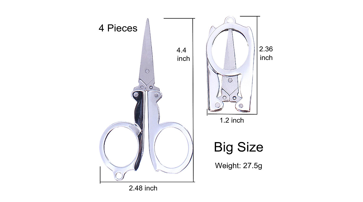 Foldable Mini Travel Scissors - Stainless Steel with Keychain