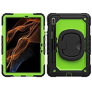 Tablet PC Case Heavy Duty Shockproof TPU Case Compatible with Samsung Galaxy Tab S7 11 inch T870/T875 (2020)/Tab S8 X700/X706 (2022) Kids Case,360 Degree Rotating Handle Stand Bracket W Screen Protect