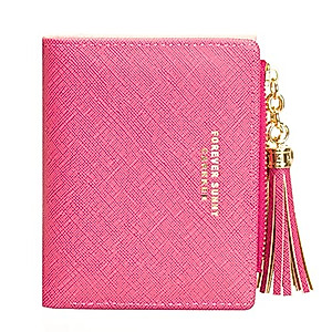 Womens Small Wallet Mini Purse Bifold Slim Card Case Holder Zipper Coin Pocket (Barbie Pink)