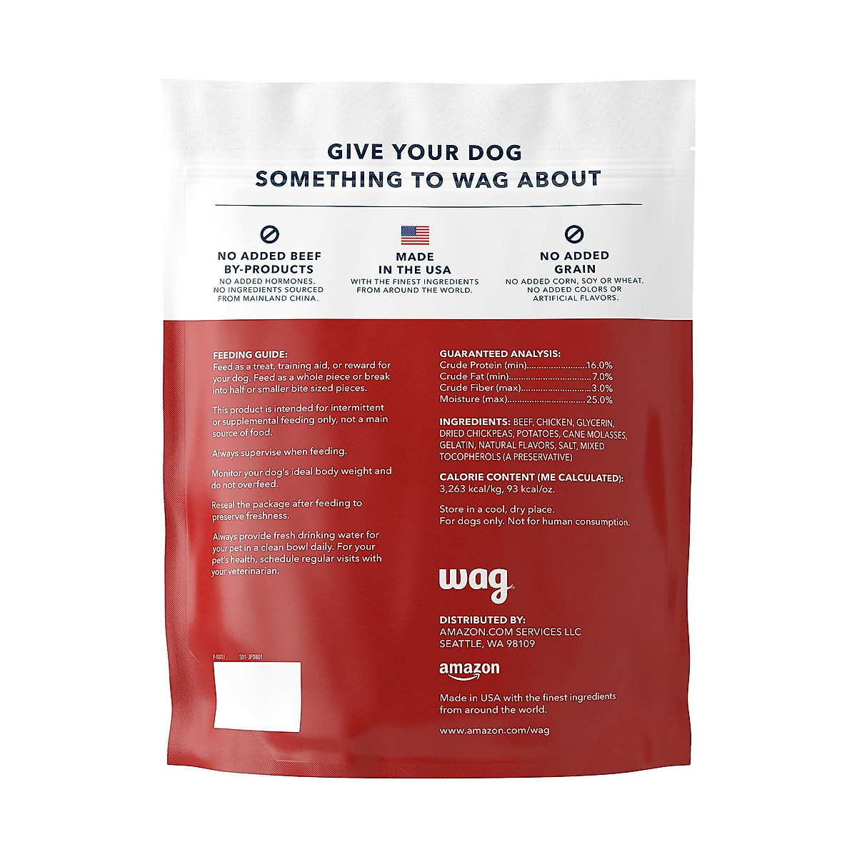 Amazon Brand - Wag Soft & Tender American Jerky Dog Treats – Beef Recipe (12 oz)