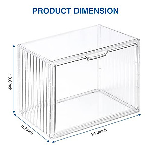 MVYAVYUS Clear Handbag Storage Organizer for Closet, Acrylic Display Case for Handbag and Purse, Plastic Stackable Storage Box With Magnetic Door for Wallet, Clutch, Books, Toys, Collectibles (4PCS)