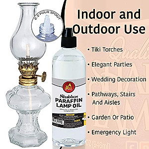 Paraffin Lamp Oil - Clear Smokeless, Odorless, Clean Burning Fuel for Indoor and Outdoor Use with E-Z Fill Cap and Pouring Spout - 32oz - by Ner Mitzvah