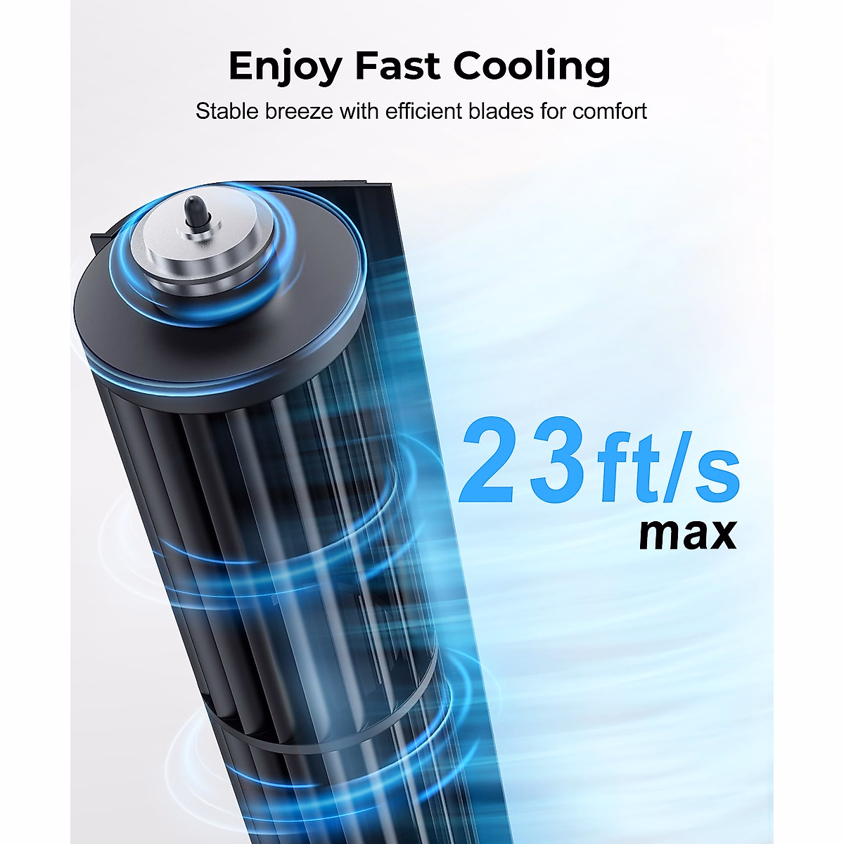 Abolee Tower Fan, 23ft/s Desk Fan, 70° Oscillating Table Fan for Bedroom, Standing Table Fan with 3 Modes, 2024 New 13 Inch Bladeless fan for Bedroom, Home,Office Black