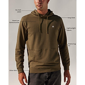 INTO THE AM Pullover Hoodies for Men - Lightweight Casual Fleece Slim Fit Basic Pullover Sweatshirt (Charcoal, Large)