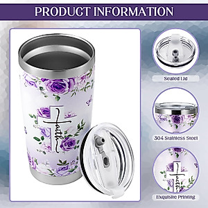 Remuuly Christian Gifts for Women Faith, Inspirational Religious Catholic Gifts for Mom Friends Sister Wife Girlfriends(Purple Flower)