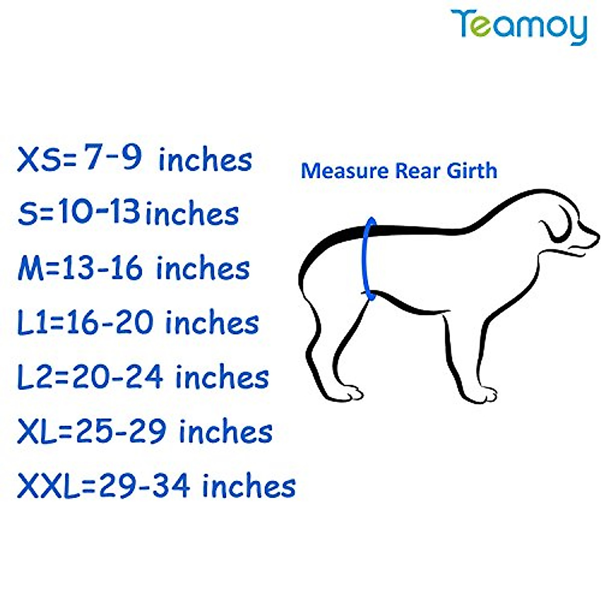 Teamoy Reusable Wrap Diapers for Male Dogs, Washable Puppy Belly Band Pack of 3 (M, 13"-16" Waist, Black+ Gray+ Lake Blue)