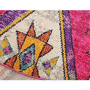 Unique Loom Sedona Collection Distressed, Southwestern, Over-Dyed, Tribal, Abstract Area Rug, 3 ft 3 in x 3 ft 3 in, Pink/Beige