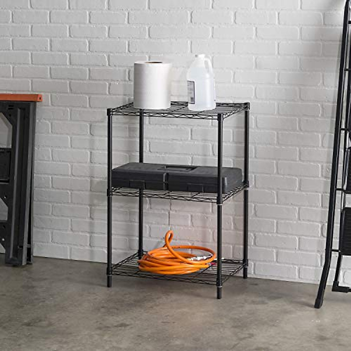 Home Basics Wire Shelving Storage Unit (3 Tier, Black)