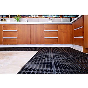 IRONGATE - Anti-Fatigue Drainage Mats - 4 Pack - Rubber - Rugged Sturdy Heavy Duty Commercial Grade - Non Slip Outdoor Indoor Skid Resistant -Restaurant Floor Tile Drain Pool Balcony Yard- 3' x 3'