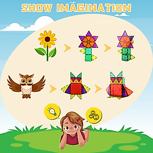 DAILYMAGIC Magnetic Tiles, 120 PCS Kid Magnet Building Toy, 3D Magnetic Block Set with STEM Preschool Education, Excellent for Boys Girls Toddlers