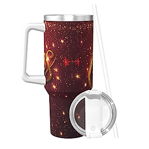 deaokluy 40 OZ Christmas Ice Bully Cup with Handle Straw Lid, Double Wall Stainless Steel Tumbler Travel Coffee Cup, Merry Insulation and Cooling Cup for Christmas Birthday Present