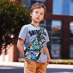 AIOUINBMO Stitch Sling Bag Cartoon Crossbody Sling Backpack Sling Bag Travel Hiking Chest Bag Daypack for Purses Shoulder Bag Gifts for Women Men