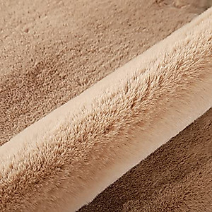 Area Rug, Bear Shape Ultra Soft Natural Faux Rabbit Fur Rug, Shaggy Shag Area Rugs, Luxury Fluffy Carpet Rugs for Living Room, Bedroom, Bed Side,Orange-18 x24