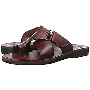 Asher - Leather Slide On Sandal - Brown