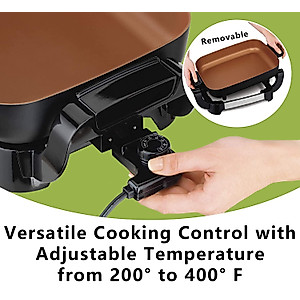 12x15" Nonstick Ceramic Electric Skillet - with Removable Pan, Adjustable Temperature, Reversible Design