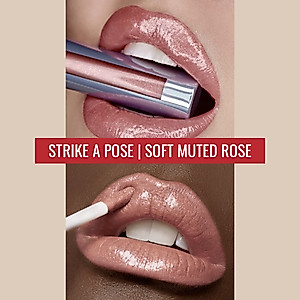 Runway Rogue LuxGloss Lip Gloss, High-Pigment Shimmer Soft Muted Rose-Gold Lip Gloss, ‘Strike a Pose’