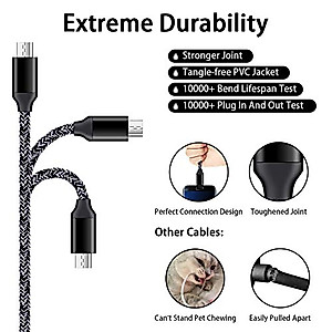 Android Charger for Samsung Galaxy J7 Prime/Crown/Star/Sky Pro/Pro/Perx,J3 Orbit,J2,J7 V,J6 Plus,J5,J4 Core,S7 S6 S5 A10 A6 Note 5 4,LG K40 K30 K20, Phone Wall Charger + Fast Charging Micro USB Cable