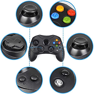 Xbox Classic Controller S-Type Wired Gamepad for Xbox S Type Console (Black and ClearBlue)