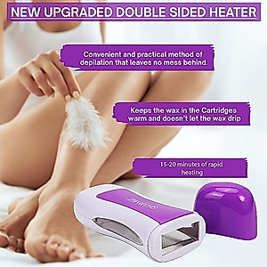 Roll on Wax Kit, Roll on Wax for Sensitive Skin, Wax Roller Kit for Hair Removal, Roll on Wax Kit for Hair Removal, Waxing Kit Include 2 Soft Wax Cartridge & 100 Non-Woven Wax Strips, Portable Wax Heater Machine