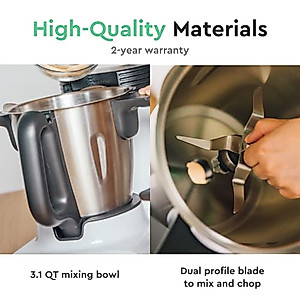 Multo By CookingPal, Smart Compact Countertop Multi-Functional Food Processor With Guided Recipes | WiFi Built-In | Chop, Knead, Steam And Cook All-In-One Cooker. (Renewed)
