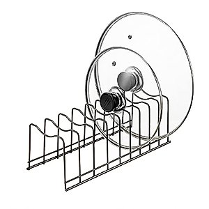 Y.Z.Bros Pot Lid Holder Organizer, Kitchen Countertop Storage Rack Cutting Boards, Bakeware, Pots & Pans, Serving Trays, Reusable Containers in Cabinet Pantry, Stainless Steel