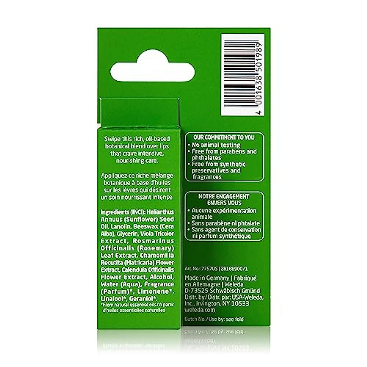 Weleda Skin Food Lip Butter, 0.27 Ounce, Plant Rich Moisturizing Lip Care with Sunflower Seed Oil, Chamomile and Calendula