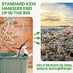 Grohanger Space Saving extendable Baby Hangers with Clips (10-16.4"). Only Expandable Kids Hangers with Full Adult Size Trouser bar and Clips. 18 Stylish Childrens Hangers. 6 Have Clips.