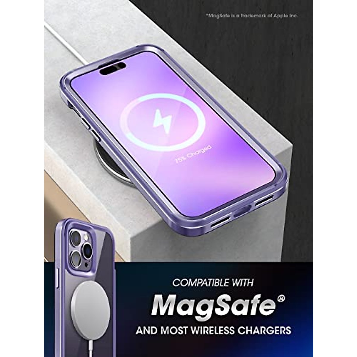 SUPCASE Unicorn Beetle Edge Mag Case for iPhone 14 Pro Max 6.7", Compatible with MagSafe Slim Frame Clear Protective Case with Built-in Screen Protector (Mauve)
