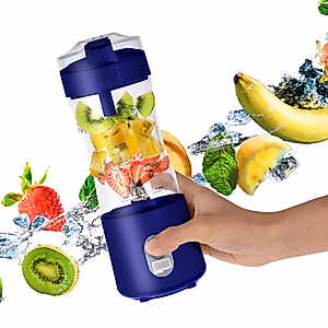 Compuaddict - Personal Blender Shakes and Smoothies 13 OZ Individual Mini Blender USB Rechargeable Fresh Juice Portable Blender Travel Blender (Blue)