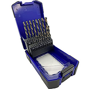 NordWolf 19-Piece Metric HSS M2 Fully Ground Twist Jobber Drill Bit Set, Multi-Drilling Edges Double Flute Tri-Flatted Shank Black Gold Finishing in Heavy Duty Injection Plastic Box, Sizes 1mm to 10mm