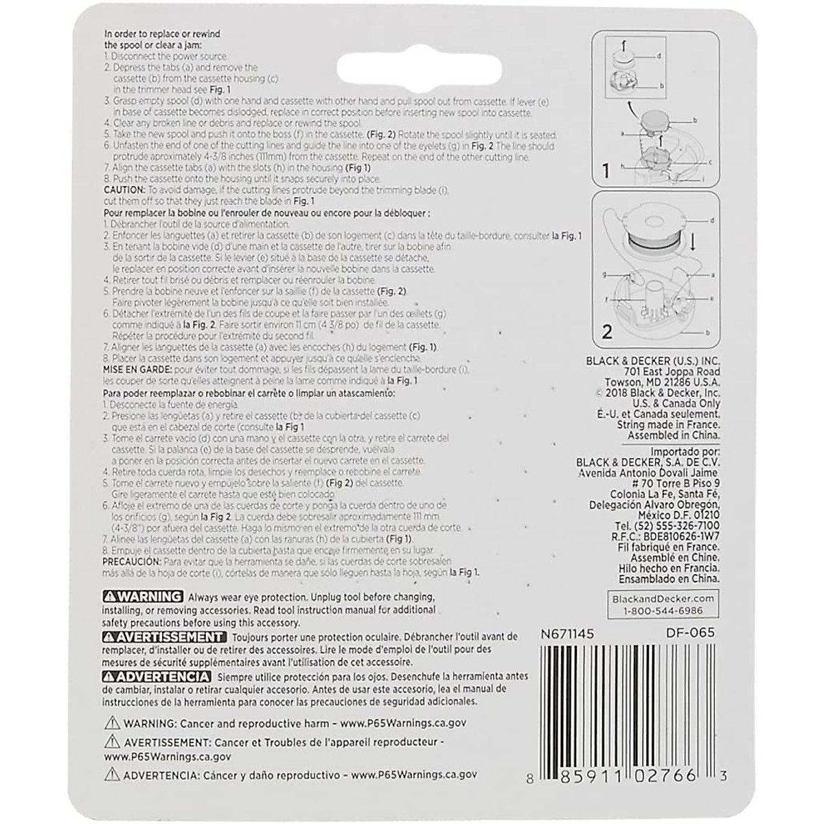 BLACK+DECKER Trimmer Line Replacement Spool, Dual Line, AFS, .065-Inch (DF-065)